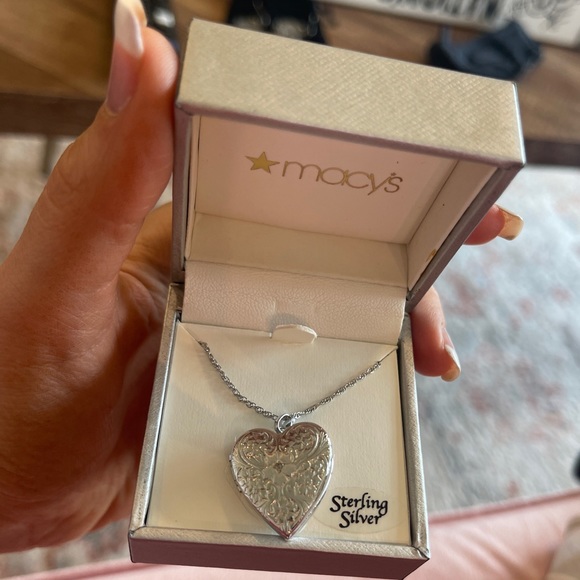 Macy's | Jewelry | Nwt 25 Locket Four Photo Engraved Sterling Silver Heart Locket Necklace Macys ...